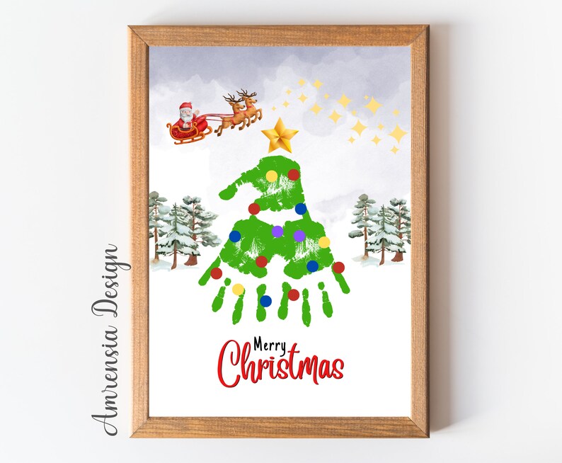 Christmas Tree Handprint Art, Footprint Art Winter Craft, Home ...
