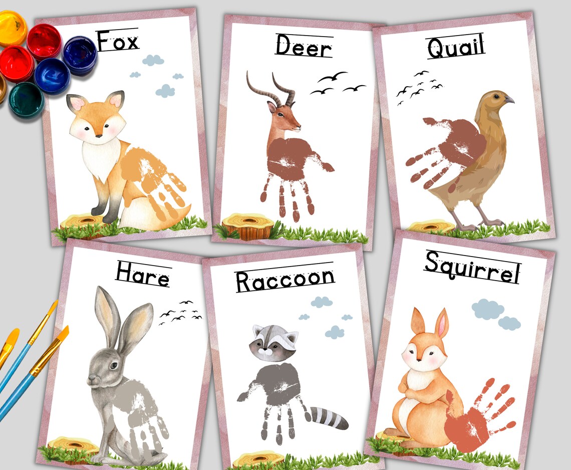 Woodland Animals Handprint Book Printable Handprint Art - Etsy