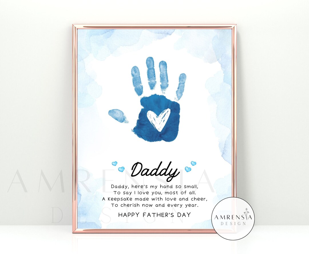 Daddy Poem Happy Fathers Day Handprint Art, Father's Day Gift, Birthday ...
