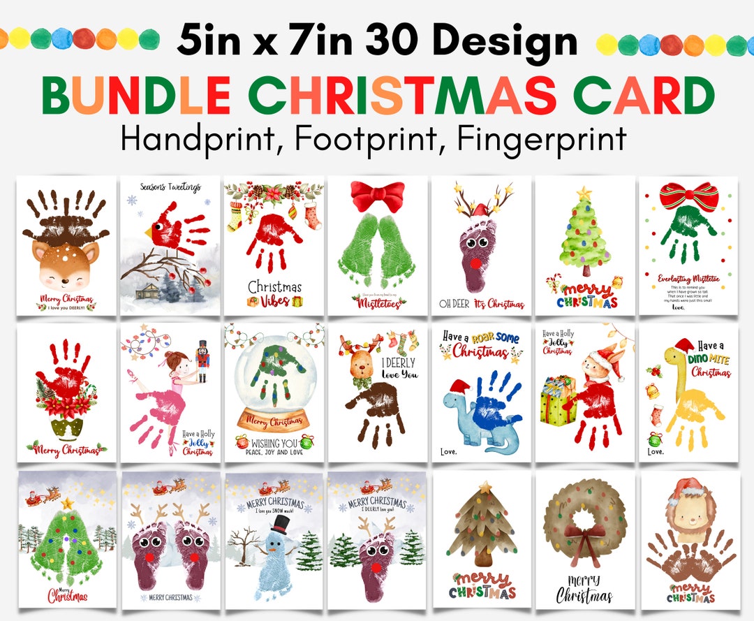 Christmas Handprint Art Bundle, Holiday Handprint Keepsake for Babies ...