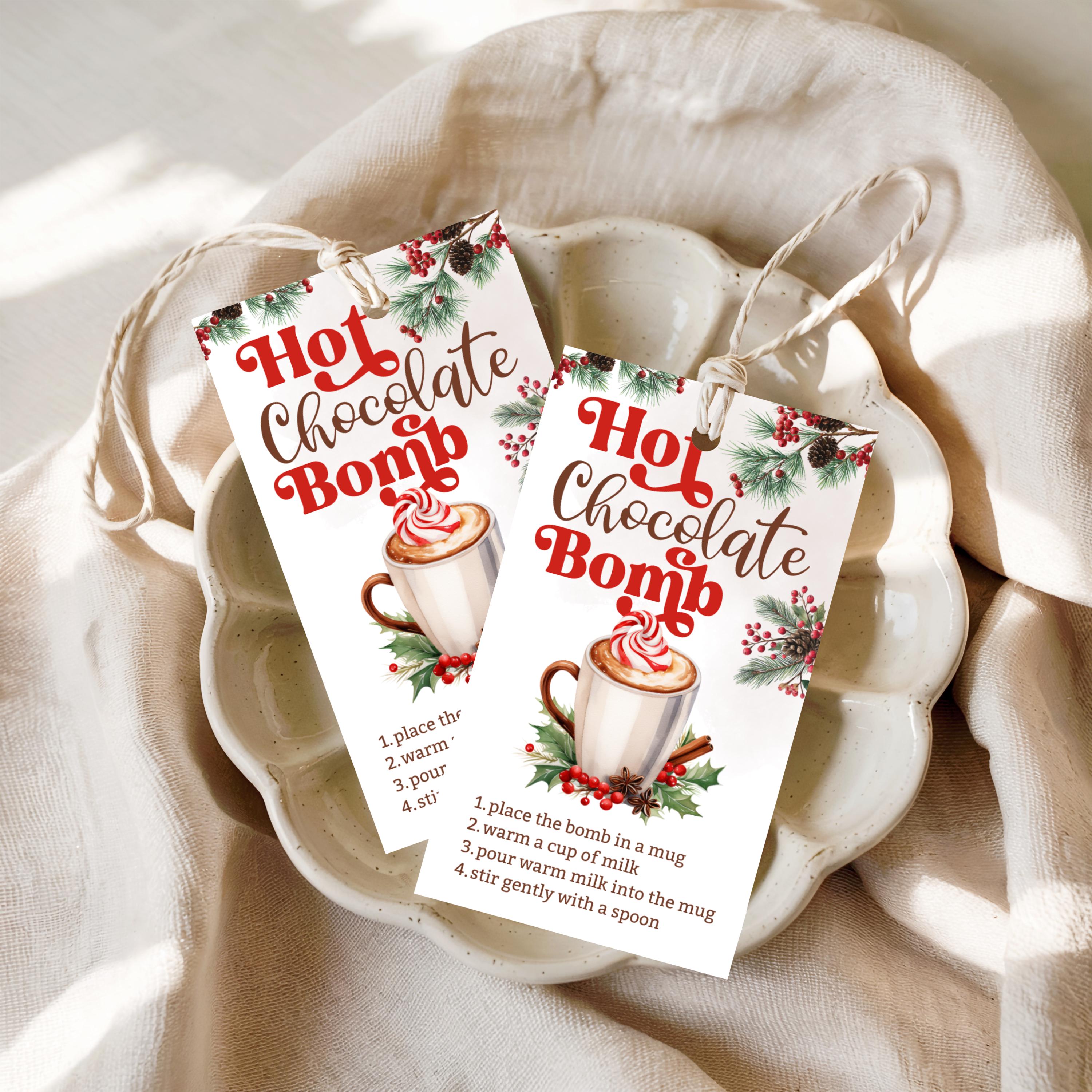 EDITABLE Hot Chocolate Bomb Gift Tags Hot Cocoa Bomb Instruction Canva ...