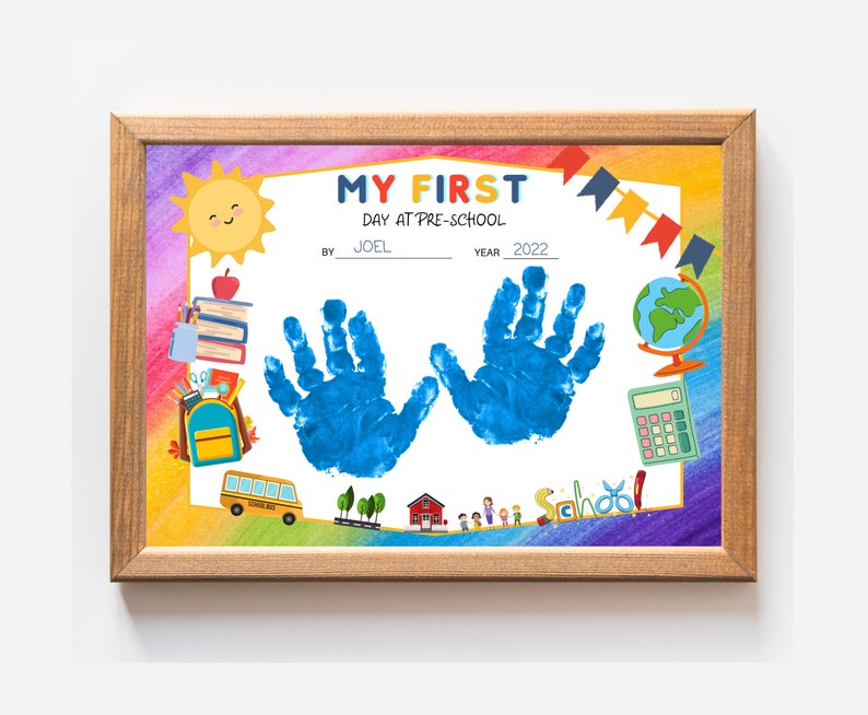 2 Versions Personalize My First Day of Preschool Handprint Art, My ...