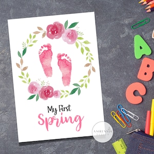 Baby First Spring, Baby Footprint Kit, Toddler Baby Kids Craft, DIY Kid ...