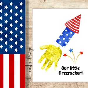Our Little Firecracker, Easy Footprint Craft for Happy 4th of July, USA ...