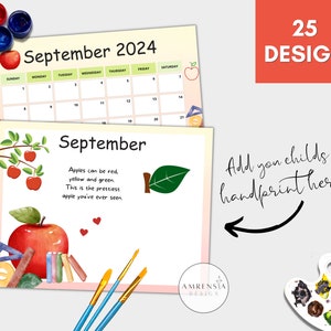 My Handprint Calendar 2024, Memory Book Printable for Prek, Preschool ...