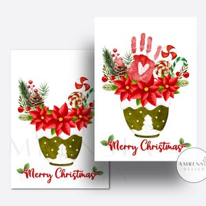 Christmas Handprint Art,christmas Flowers, Decoration, Handprint Craft ...