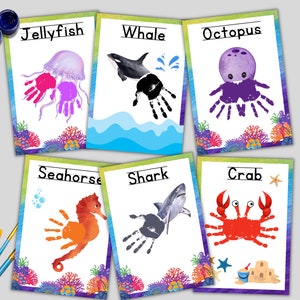15 Design SEA ANIMALS Handprint Book, Printable Handprint Art, Toddler ...