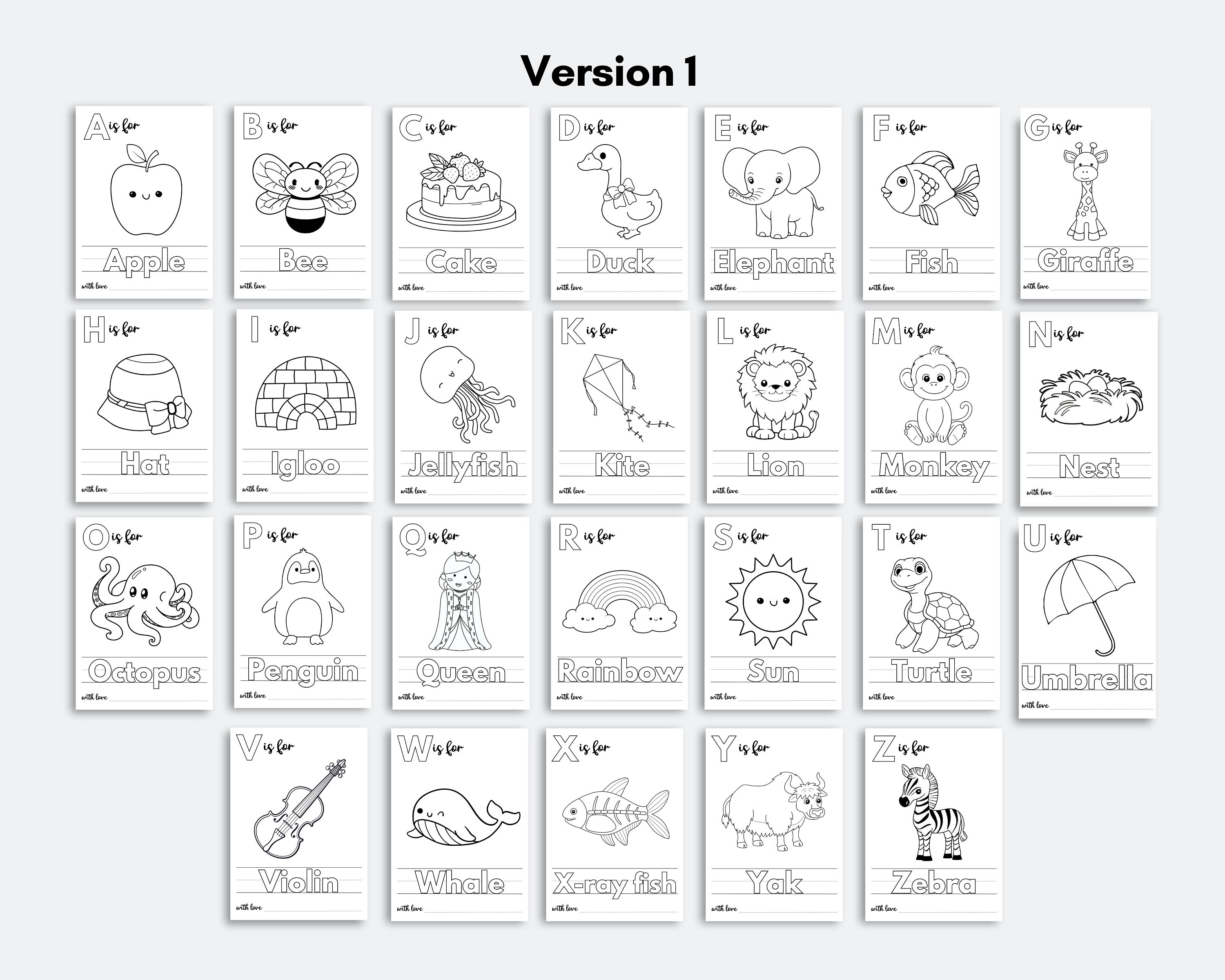 52 PAGES ABC Baby Shower Coloring Book, Baby's First ABC Book, Alphabet ...