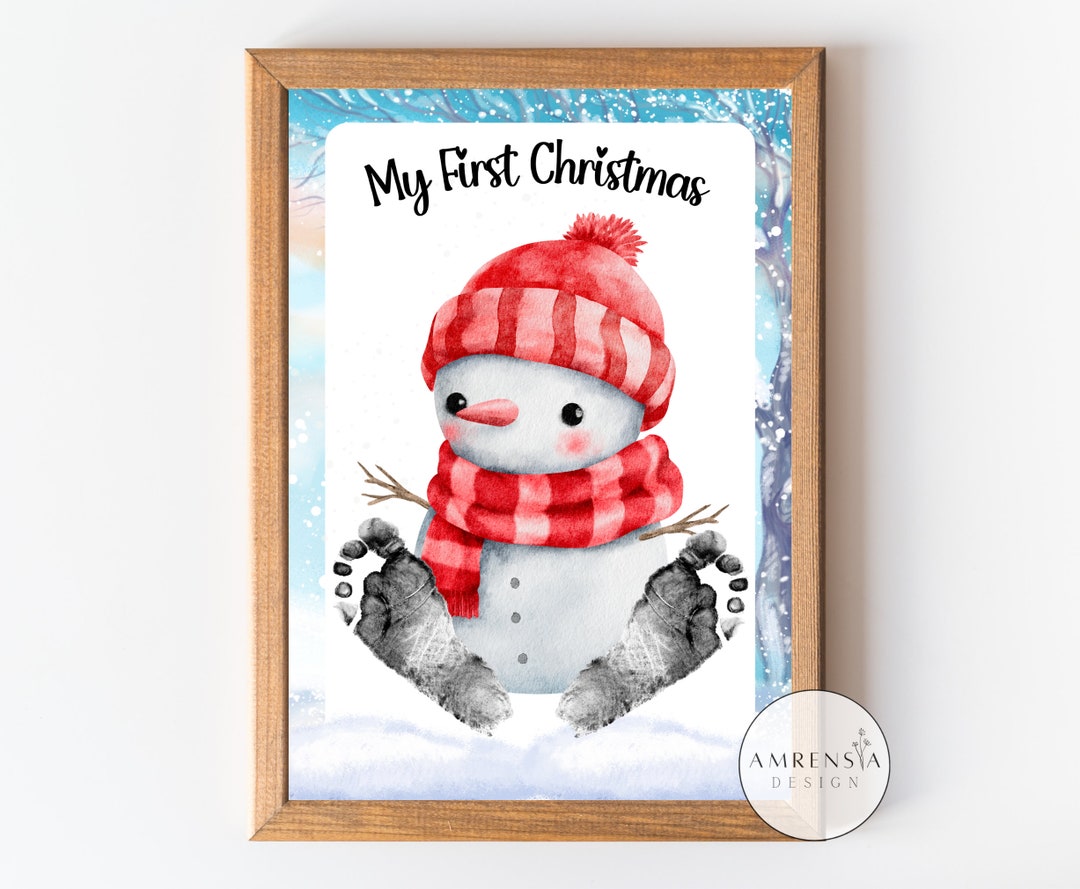 Snowman Footprint Art, Snowman Craft, Christmas Home Decoration, Winter ...
