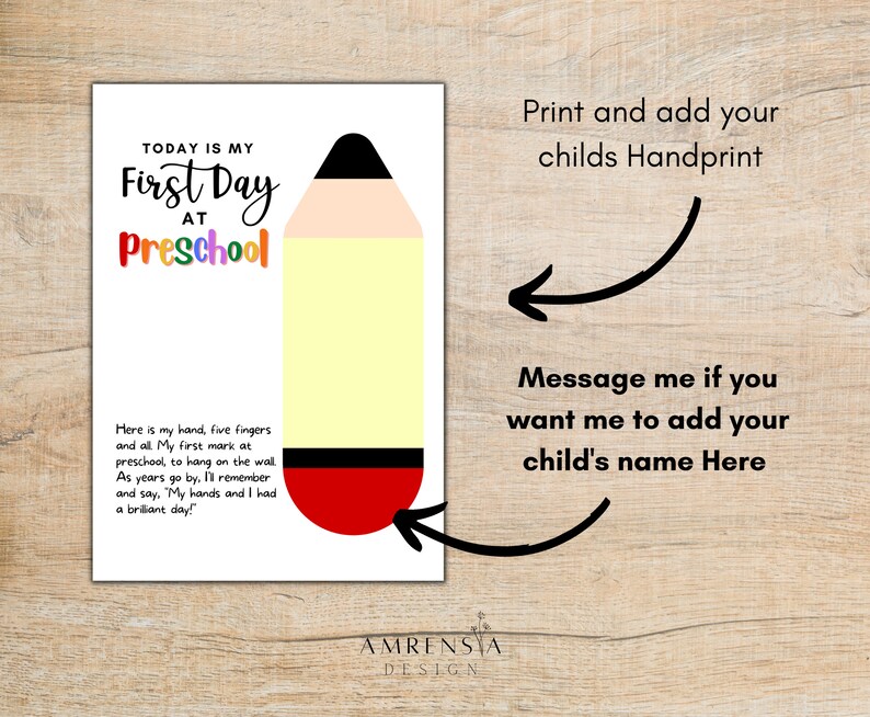 Pencil Handprint Art Back to School Poem Craft First Day of - Etsy