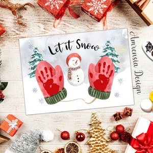 Christmas Handprint Art, Let It Snow Snowman Mittens, Home Decoration ...