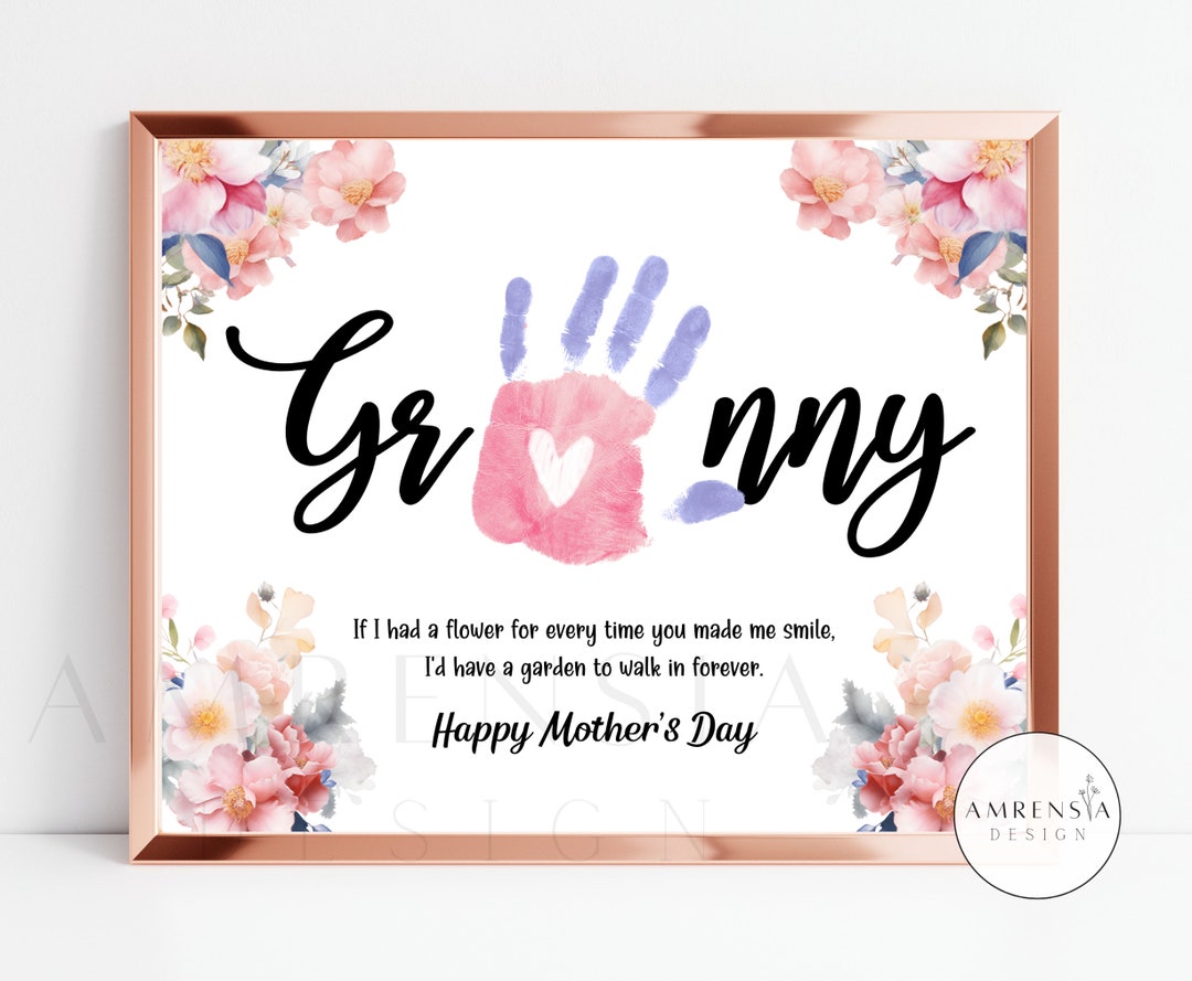 Granny Handprint Art, Happy Mother's Day Poem, Flower Craft, Baby ...