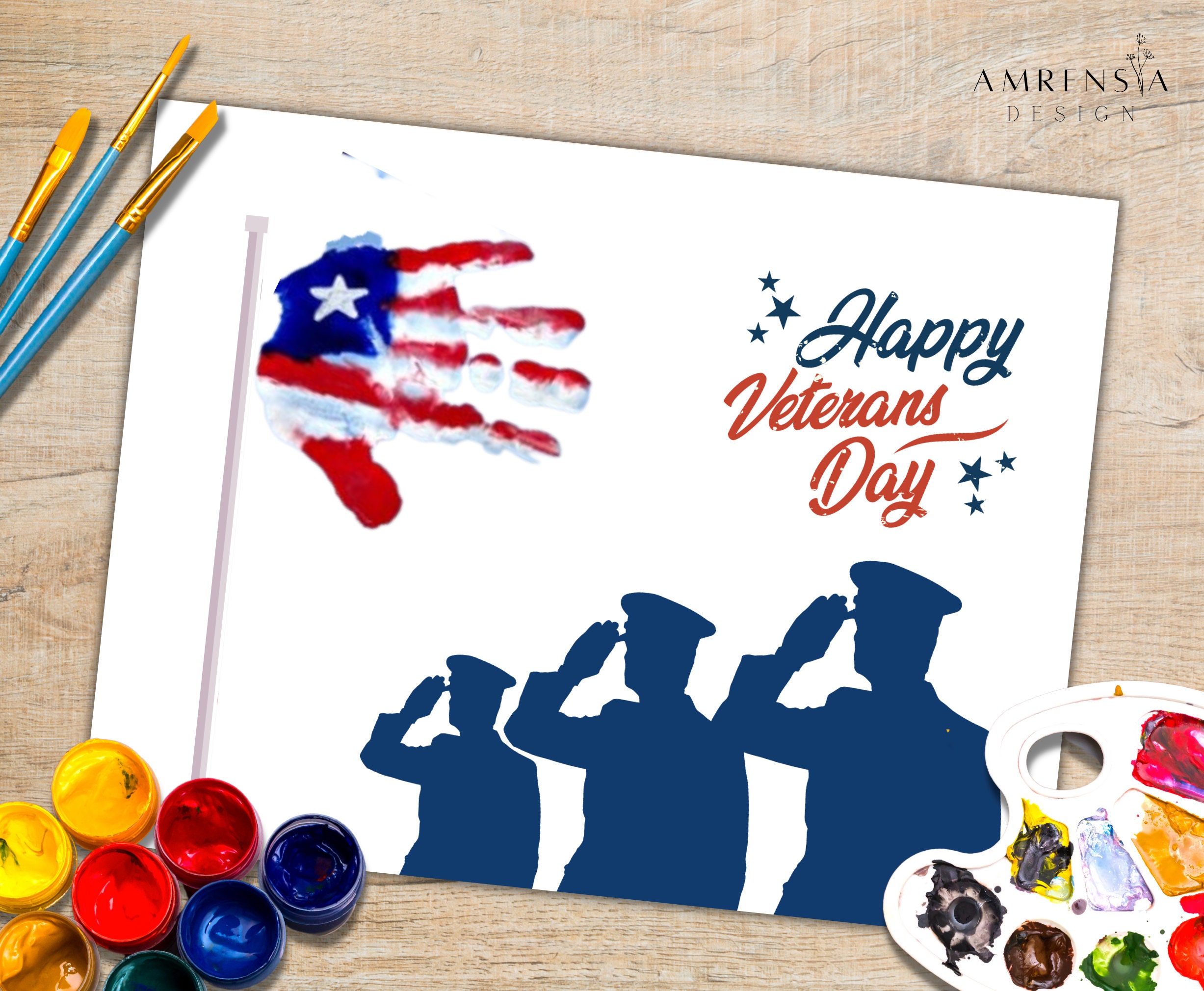 Handprint Craft for Veterans Day, USA Flag, Happy Veterans Day ...