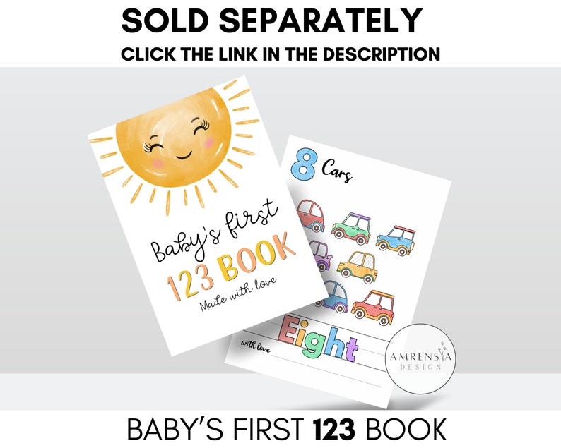 123 Sun Baby Shower Coloring Book, 20 Pages Baby's First 123 Book, Sun ...