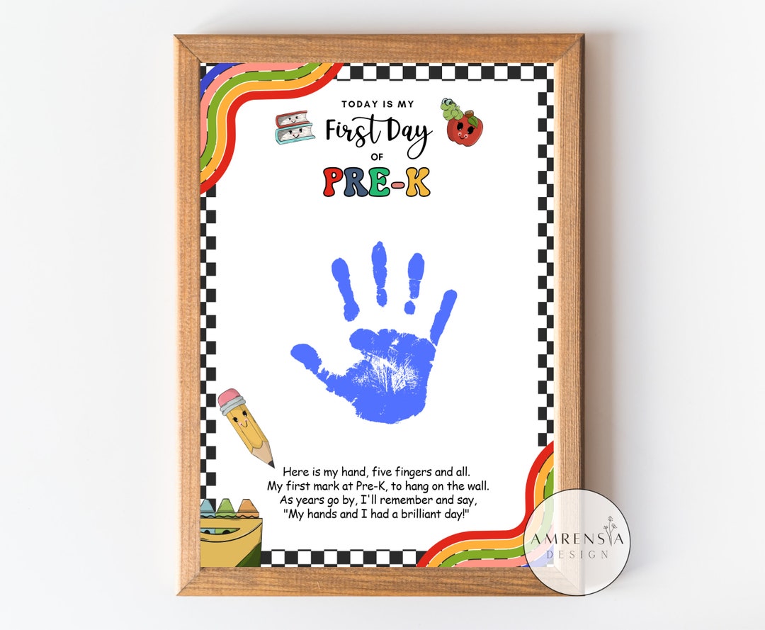 First Day of Pre-k Handprint Art, First Day of School, Handprint Pre-k ...