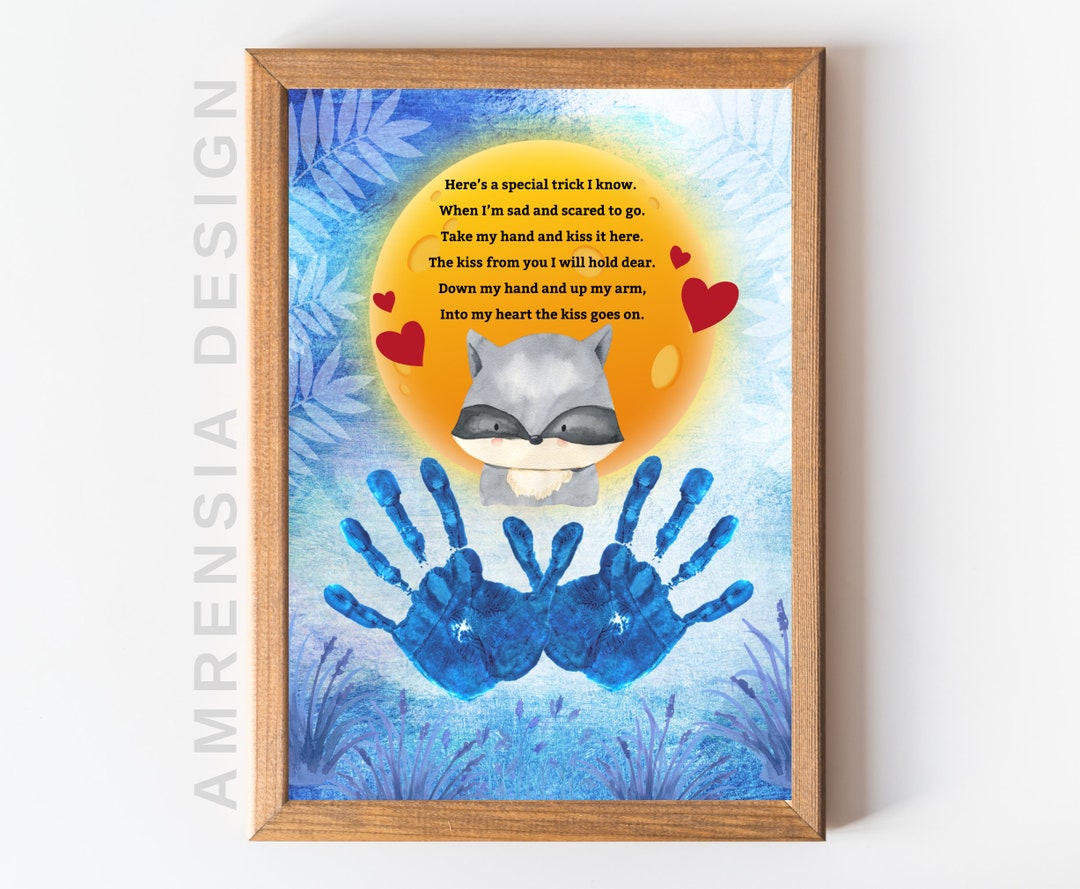 The Kissing Hand Book Raccoon, My First Day of Preschool Handprint Art ...