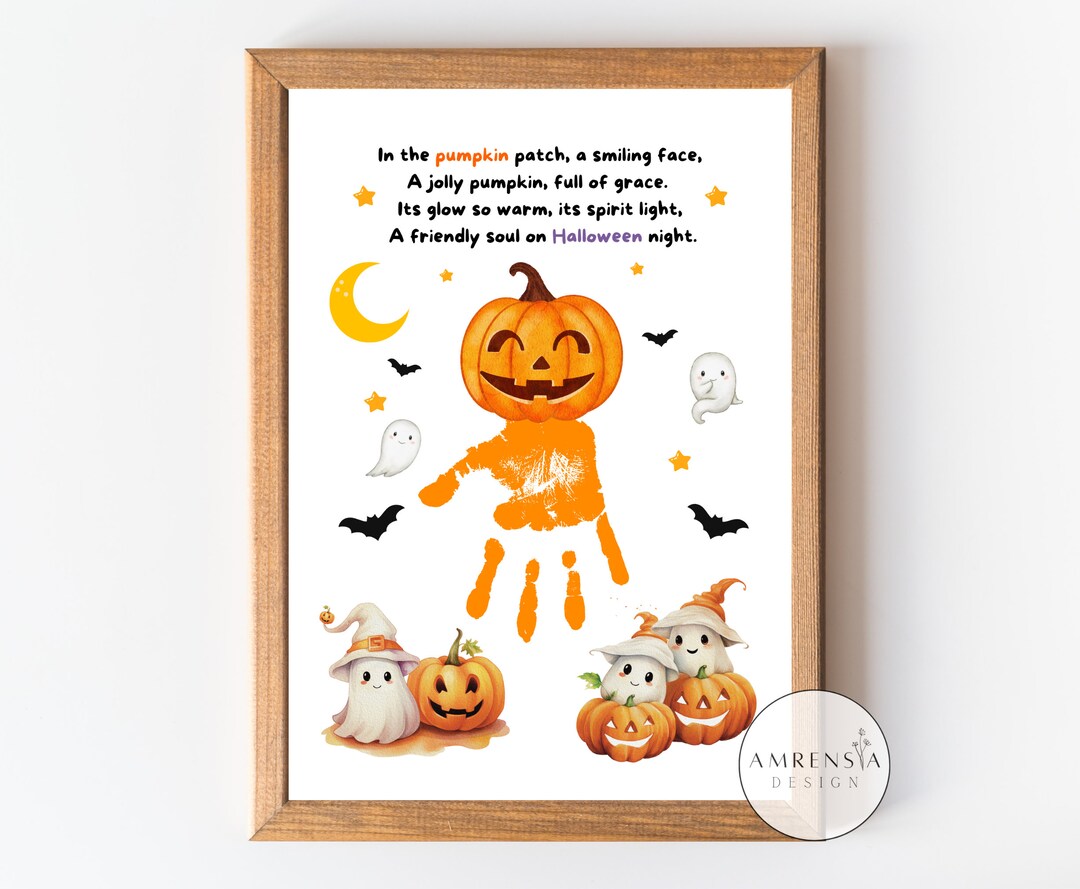 Pumpkin Poem Halloween Handprint Art,happy Halloween Keepsake Craft ...
