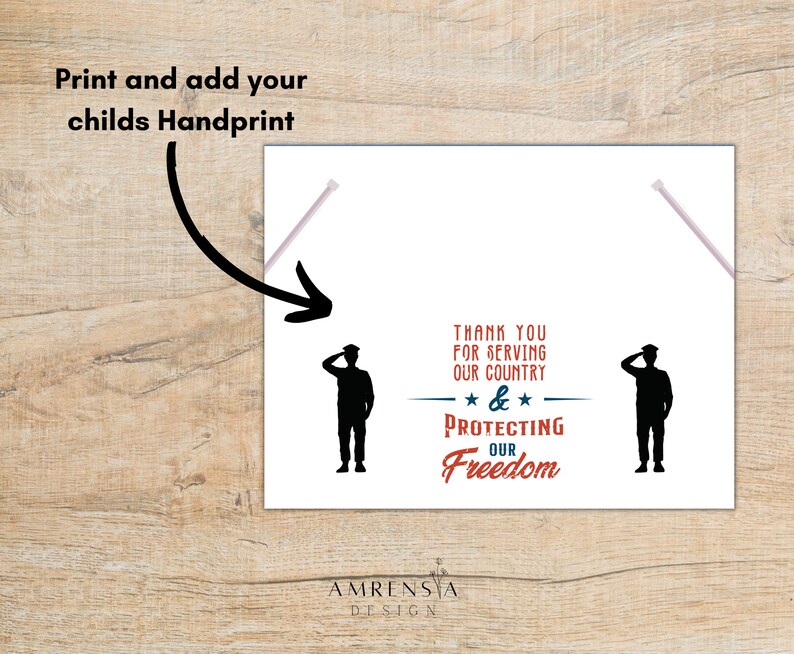 Easy Handprint Craft for Veterans Day Thank You for Your - Etsy