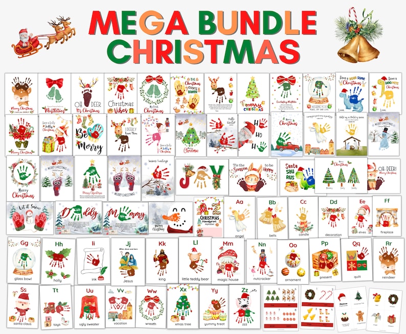 MEGA BUNDLE Christmas Winter Handprint Footprint Art for Prek - Etsy