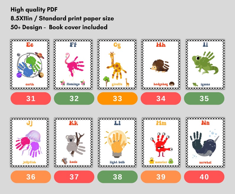 My Handprint Alphabet Book, Alphabet Handprint Art, Baby Toddler Child ...