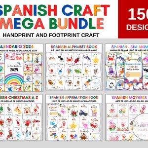 150 Design Spanish Craft Mega Bundle, Handprint Footprint Art Toddler ...