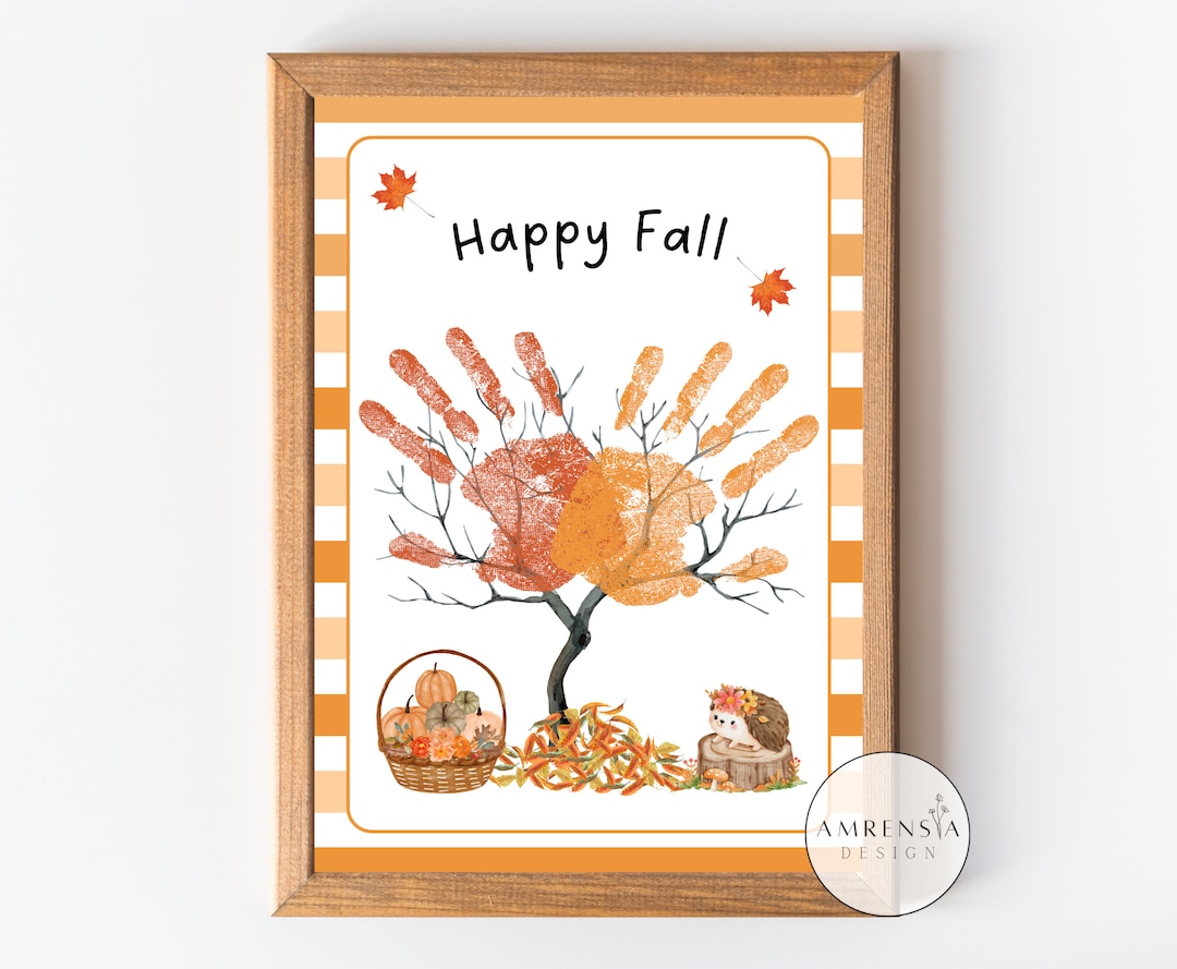 Happyfall Handprint Art, Fall/autumn Activity, Toddler Baby Kids Craft ...