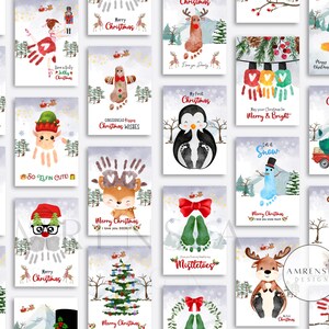 20 DESIGN Christmas Card, Easy Craft Handprint Footprint Finger Art ...