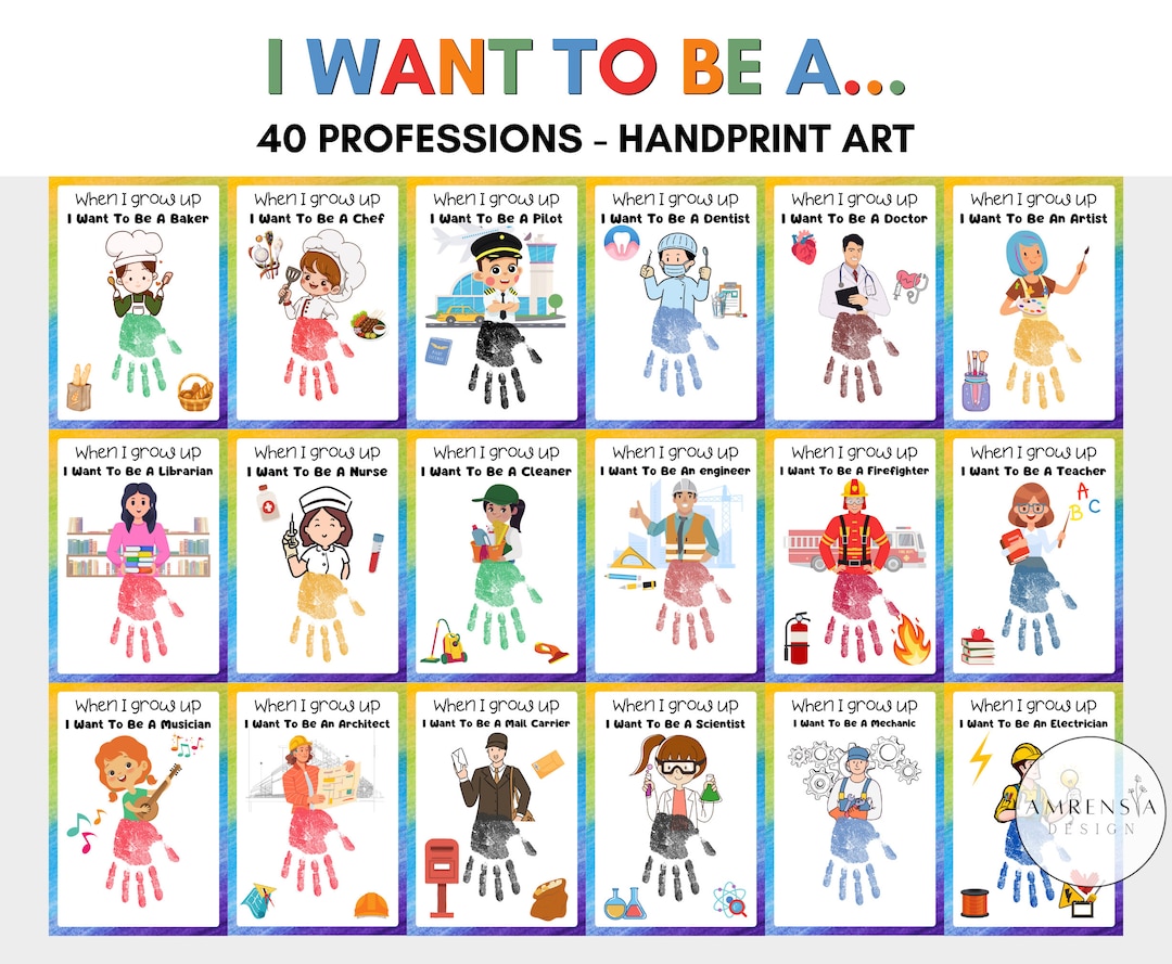 Handprint When I Grow up I Want to Be, Handprint Art for Prek ...