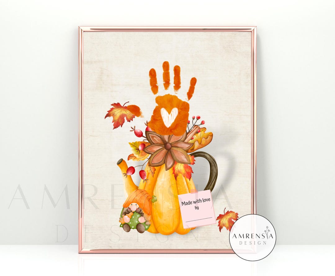 FALL Autumn Flower Craft Printable Handprint Art, My First Fall, Easy ...