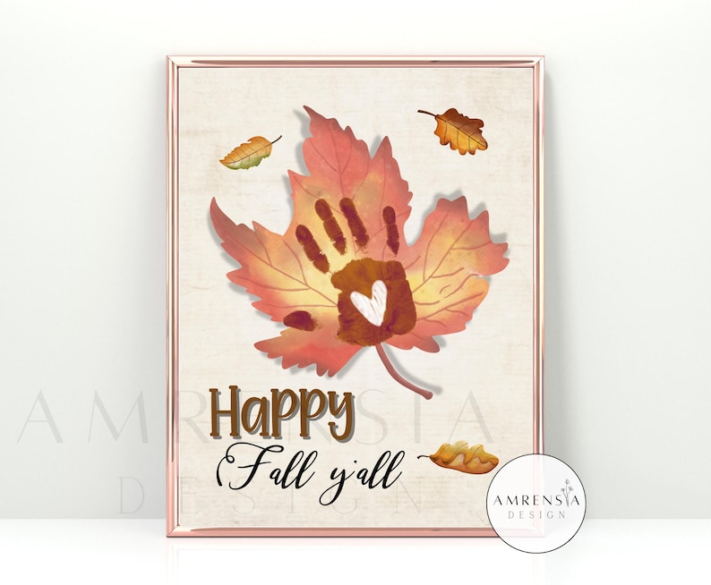 Happy Fall Craft Printable Hand Print Art, Easy Craft for Baby Toddler ...