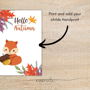 Hello Autumn Handprint Art, Autumn Fall Craft, Handprint Preschool ...