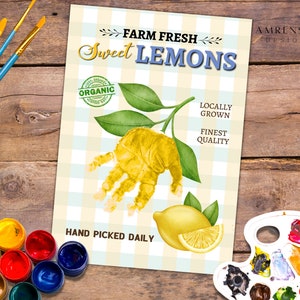 Handprint Craft Market Fresh Sweet Lemon Sign,farmhouse Lemon Handprint ...