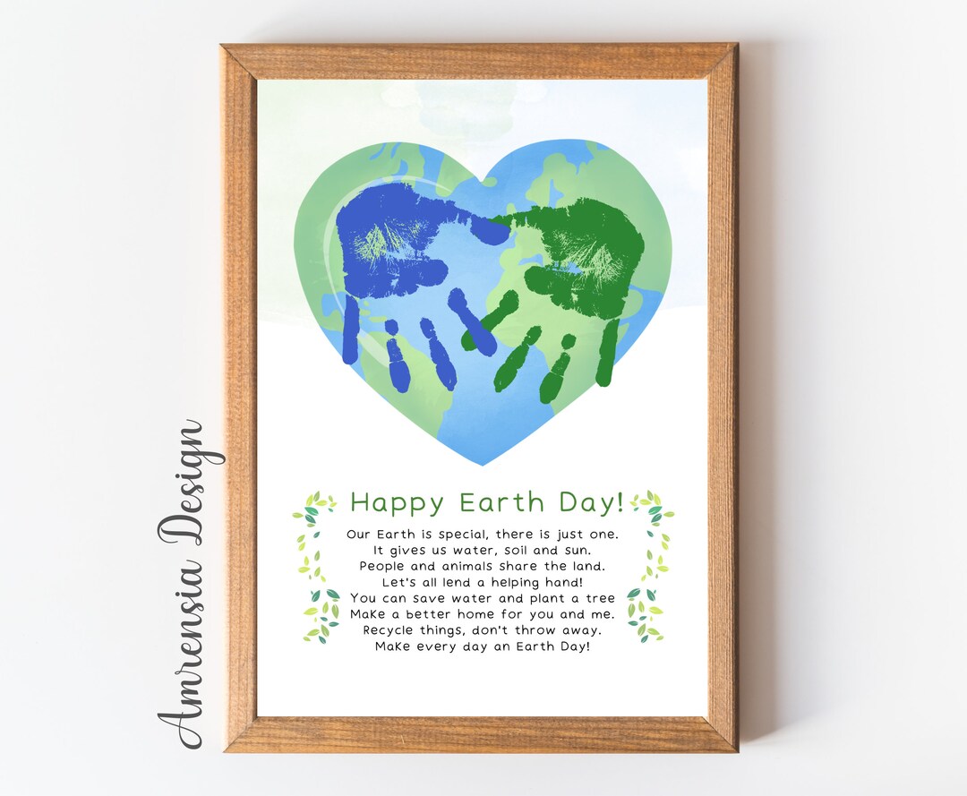 Happy Earth Day Poem Earth Hour Go Green Handprint Art Kids Baby ...