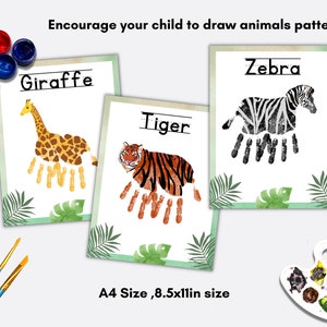 25 Design Safari Animals Handprint Art Kit for Toddlers, Preschoolers ...