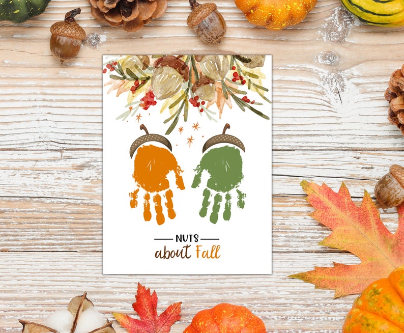 Nuts About FALL Craft Printable Hand Print Art Easy Craft for - Etsy