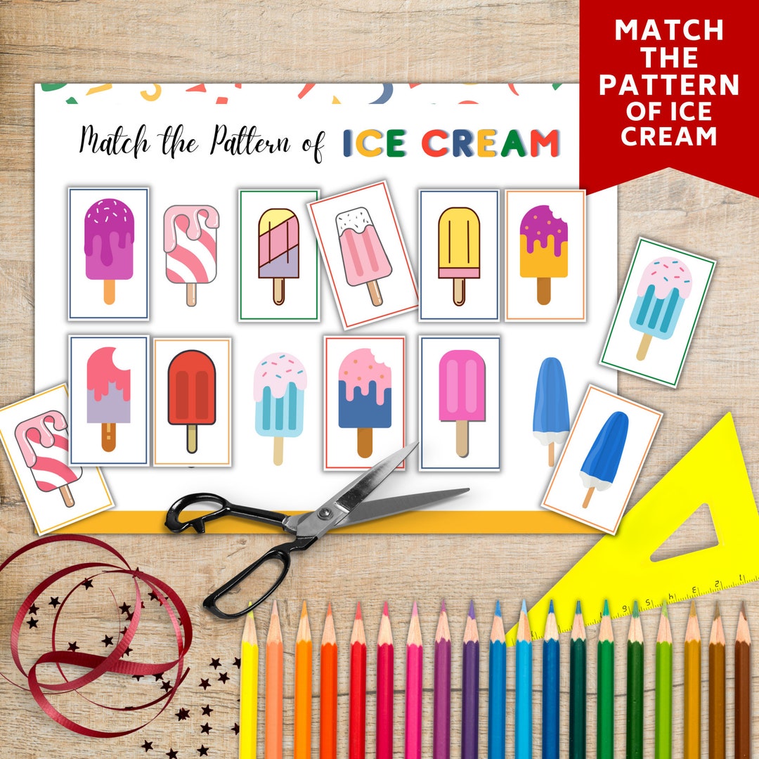 Match the Pattern of Ice Cream, Workbook for Toddler, Montessori ...