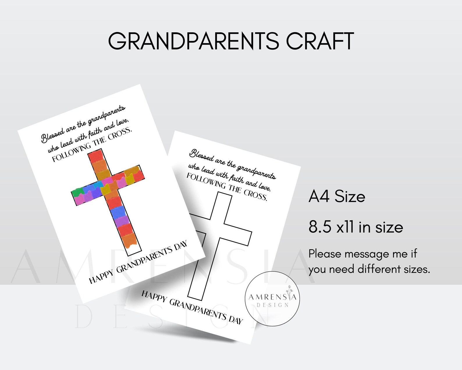 GRANDPARENTS CRAFT Cross Christian Sunday School Activity Happy ...