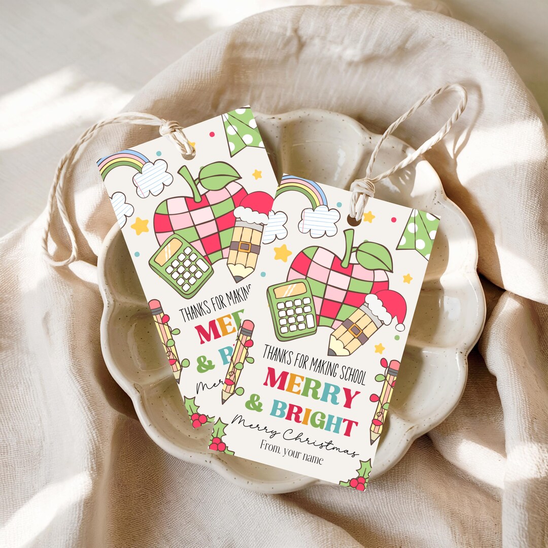 EDITABLE Christmas Gift Tags for Teacher, Thanks for Making School ...