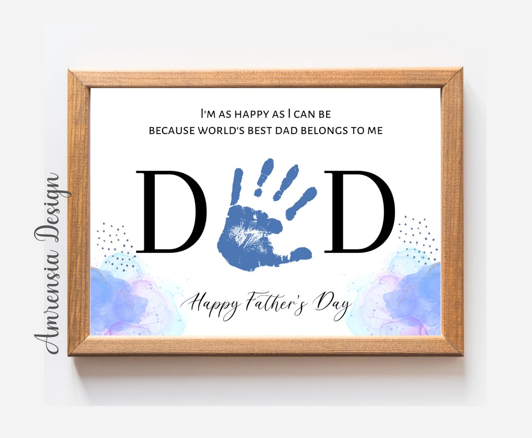 Happy Fathers Day Handprint Keepsake, DIY Personalized Keepsake Card ...