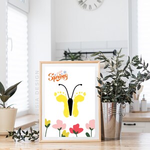 Hello Spring Poem Butterfly Footprint Handprint Art for Baby Toddler ...