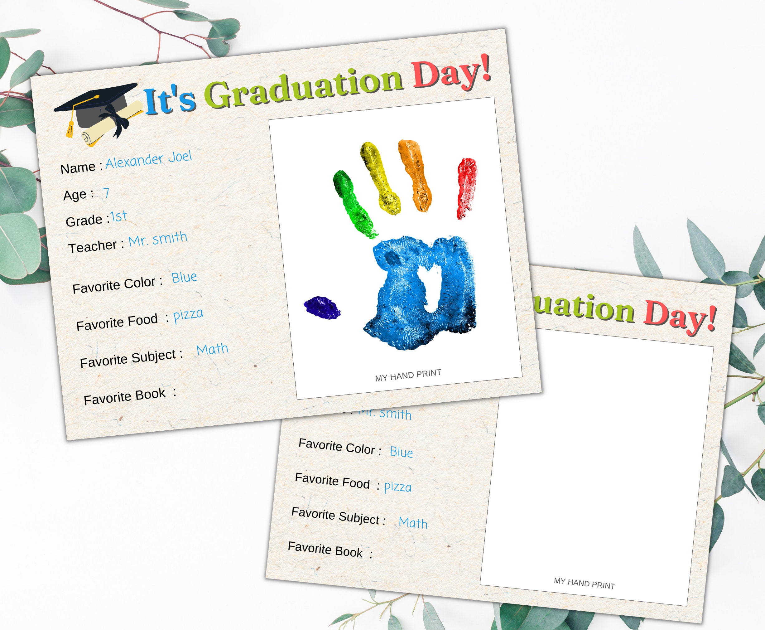 Kindergarten Graduation Handprint Craft Keepsake Sign - Etsy Canada