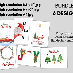 6 Design Christmas Handprint Fingerprint Art Printable for Prek ...