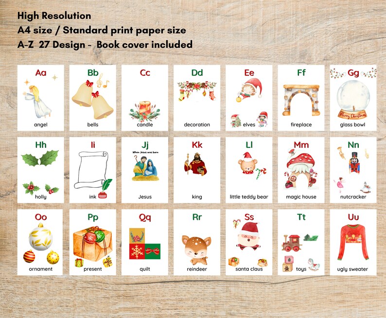 A to Z Christmas Handprint Alphabet, Learning Alphabet, Keepsake Craft ...