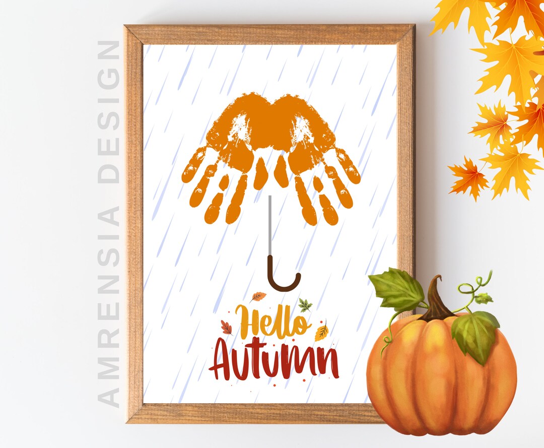 Autumn Handprint Craft, Umbrella Autumn Fall Craft,handprint Craft ...
