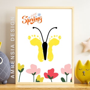 Hello Spring Poem Butterfly Footprint Handprint Art for Baby Toddler ...
