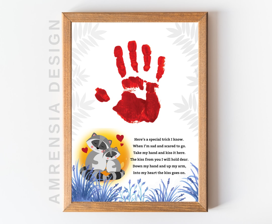 The Kissing Hand Book Raccoon, My First Day of Preschool Handprint Art ...
