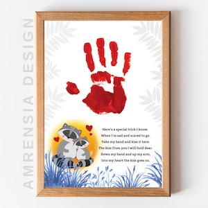 The Kissing Hand Book Raccoon, My First Day of Preschool Handprint Art ...