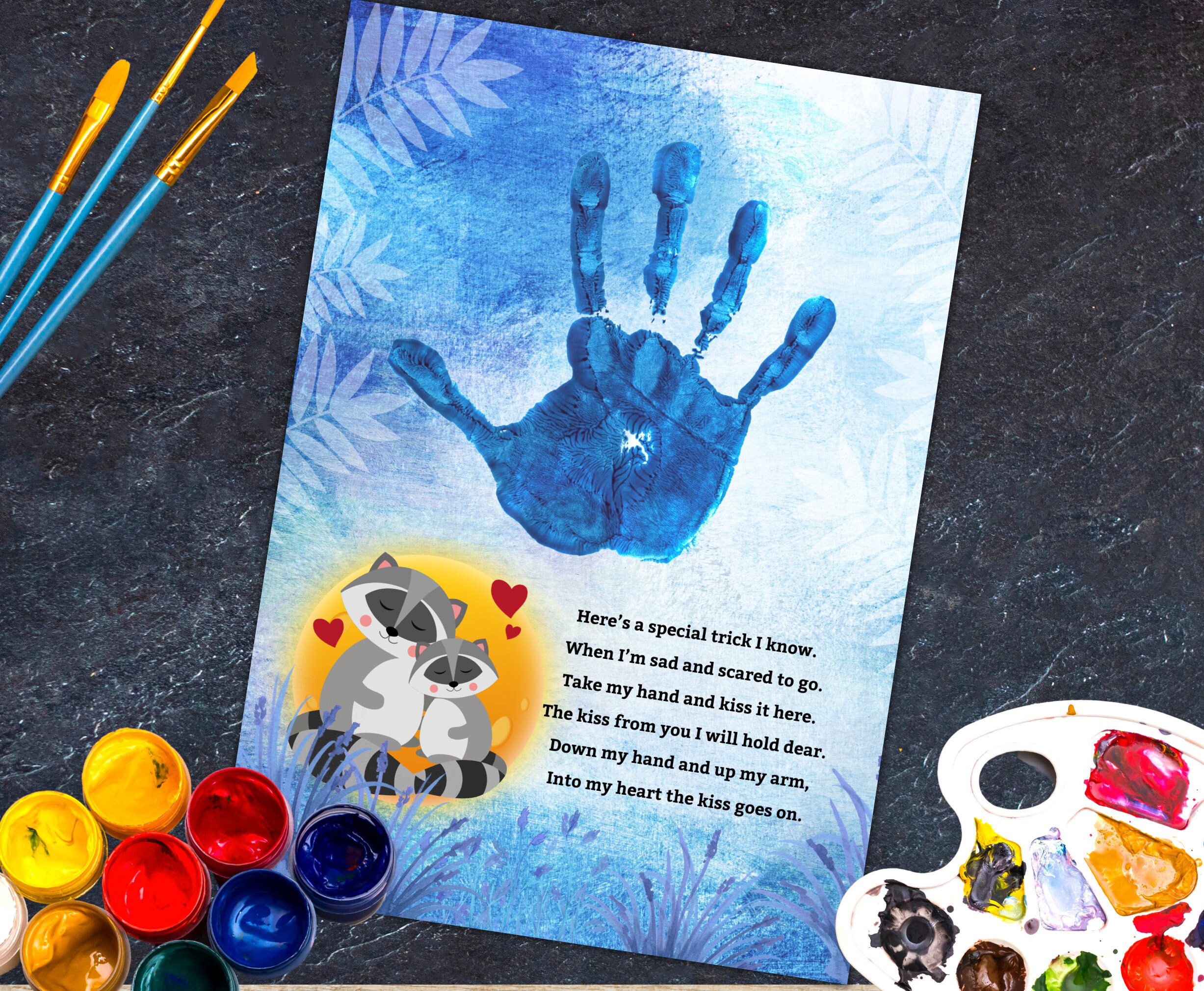 Handprint Art the Kissing Hand Book Raccoon, My First Day of Preschool ...