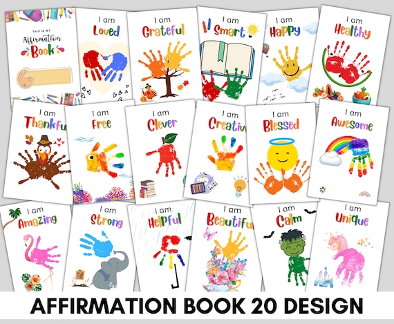 20 Design AFFIRMATION Book handprint Art Keepsake Craft - Etsy