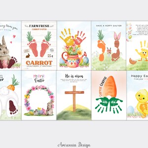 20 Design BUNDLE Easter Craft Handprint Footprint Art Template ...